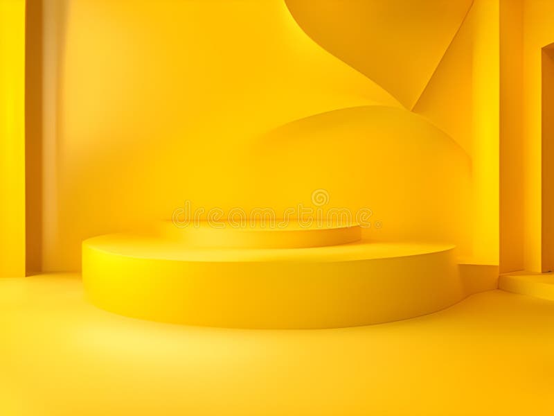 Yellow Room Interior Background, Empty Space, 3d Render Illustration ...