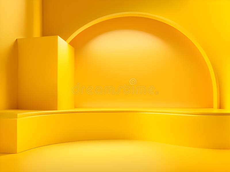 Yellow Room Interior Background, Empty Space, 3d Render Illustration ...