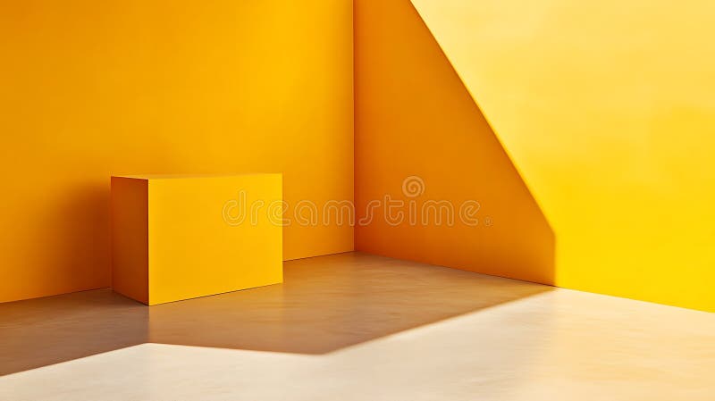 Yellow Room Minimalist Cube Display Setting Stock Illustration ...