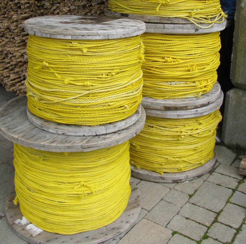 Yellow rope spools stock image. Image of closeup, bright - 94647455
