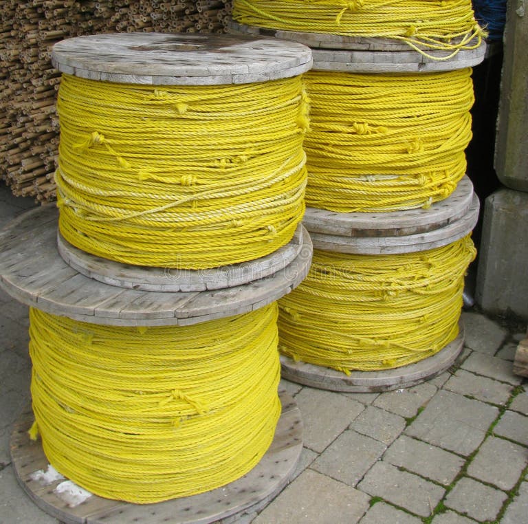 Yellow rope spools stock image. Image of closeup, bright - 94647455