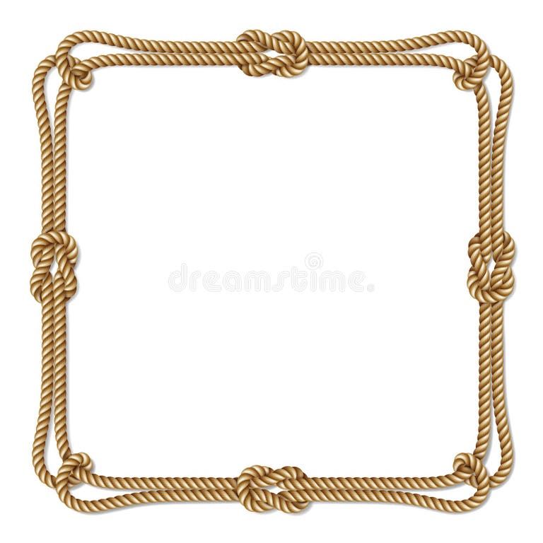 Yellow Rope Woven Vector Border with Rope Knots, Square Vector Frame ...