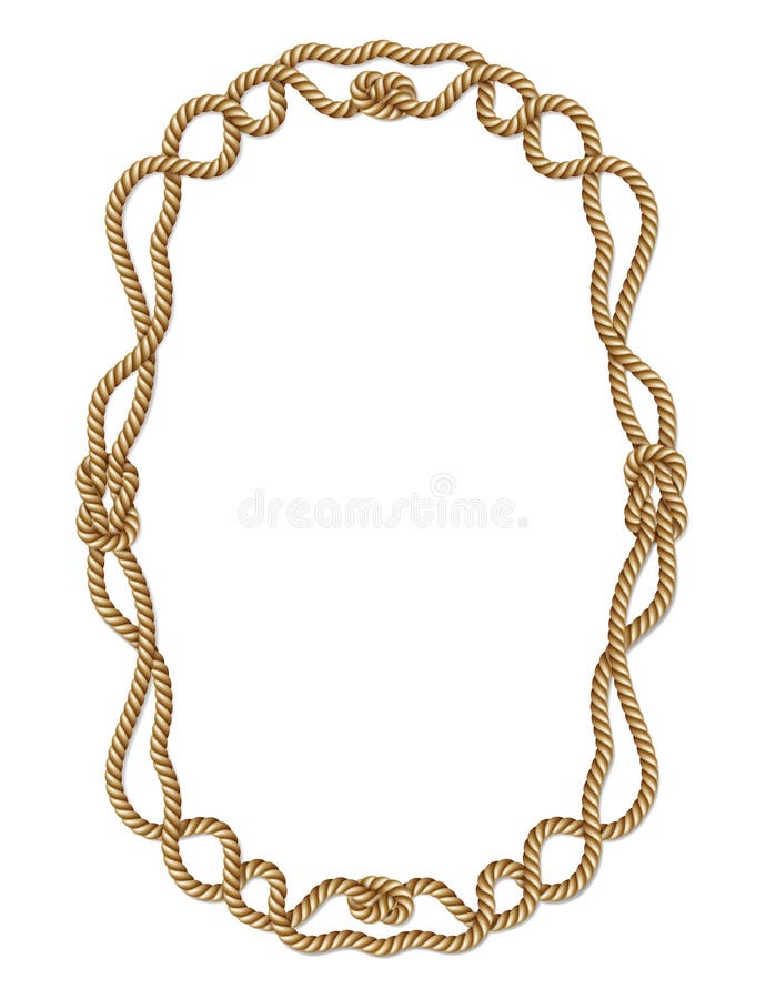 Yellow Rope Woven Vector Border With Rope Knots, Vertical Vector Frame ...