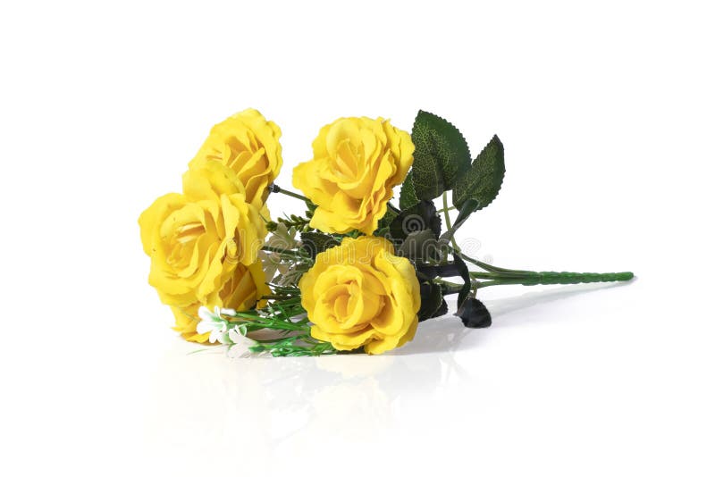 The Yellow Rose Bunch is Isolated on a White Background Stock Image ...