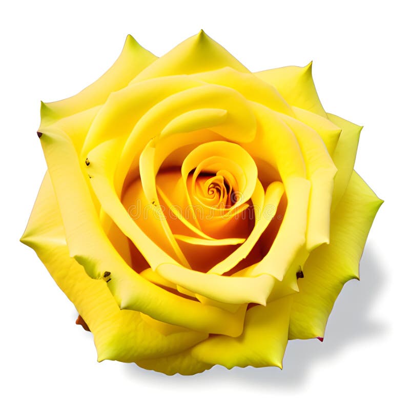Yellow Rose Flower Top View Isolated on White Background, Ai Generated ...