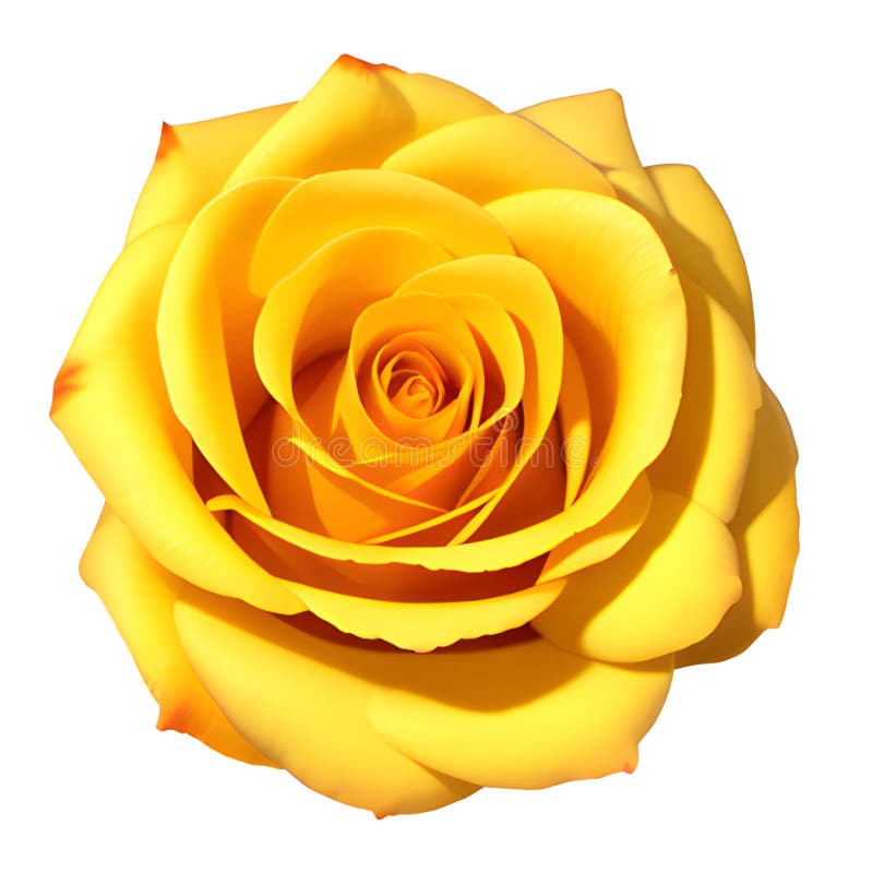 Yellow Rose Flower Top View Isolated on White Background, Ai Generated ...