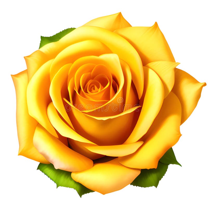 Yellow Rose Flower Top View Isolated on White Background, Ai Generated ...