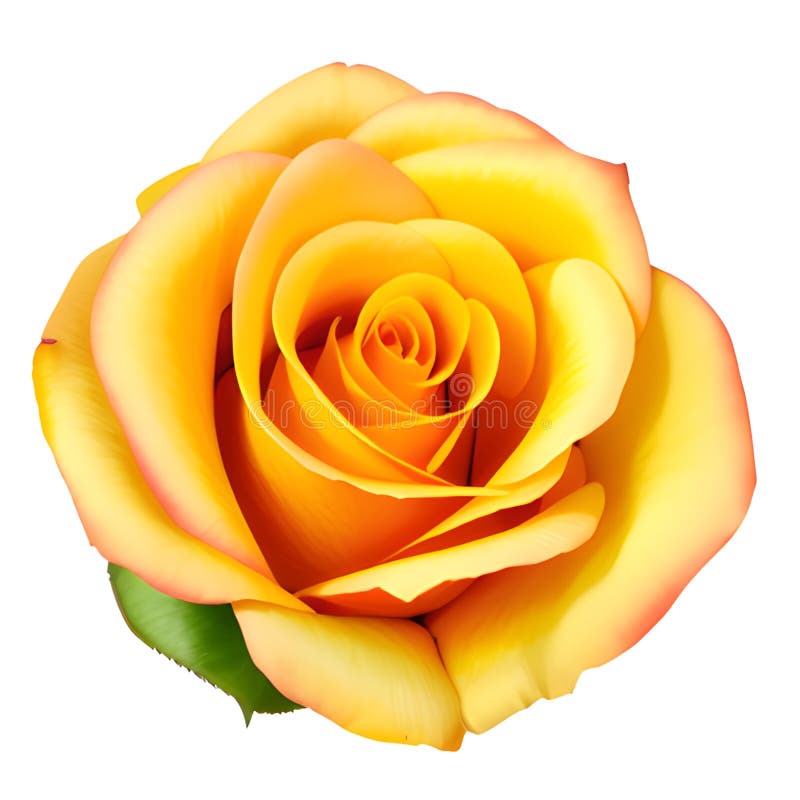 Yellow Rose Flower Top View Isolated on White Background, Ai Generated ...