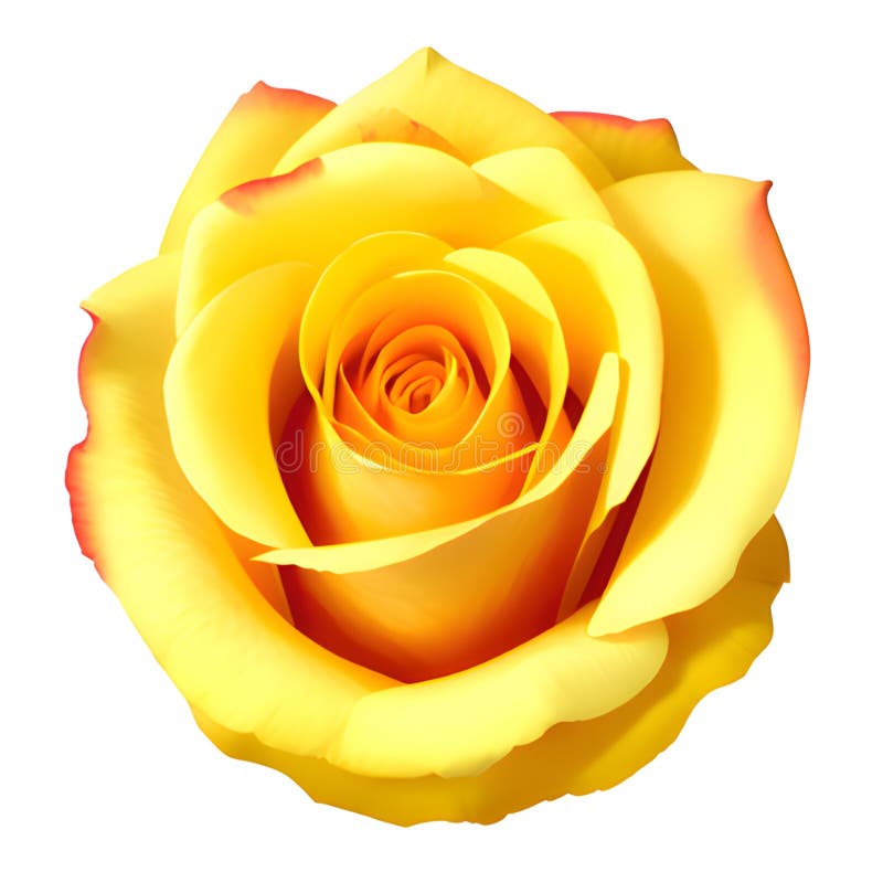 Yellow Rose Flower Top View Isolated on White Background, Ai Generated ...