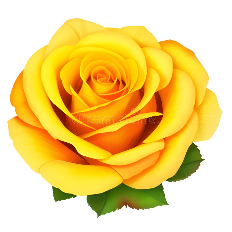 Yellow Rose Flower Top View Isolated on White Background, Ai Generated ...