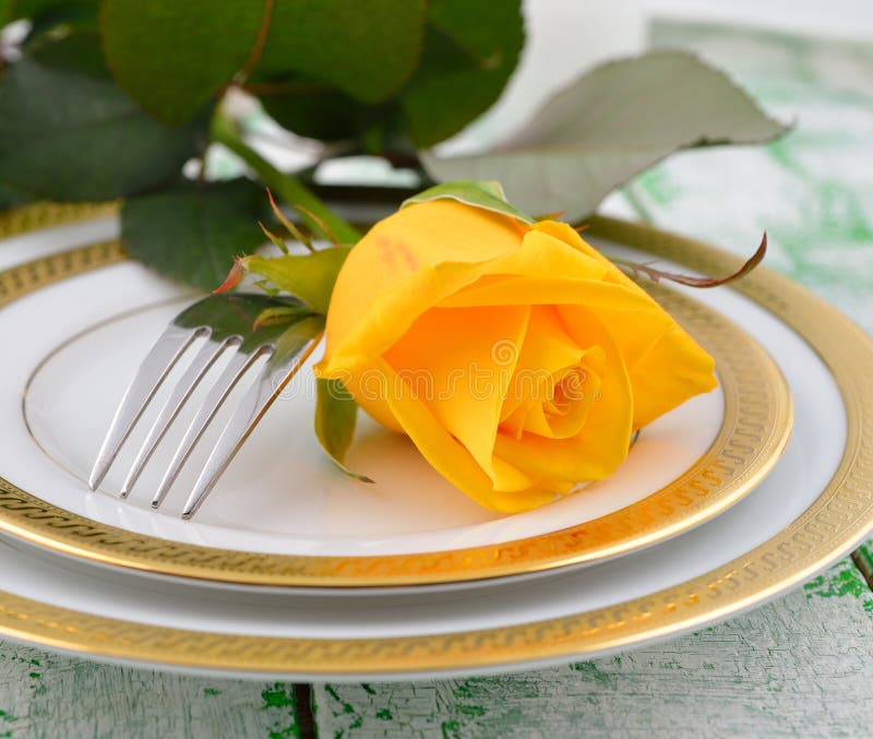 Rose on a plate stock photo. Image of dishes, festive - 35768648