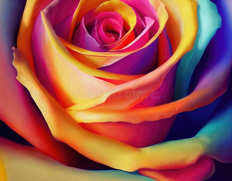 Yellow Rose Zoomed in Scene, Illustration, Ai Generated Image Stock ...