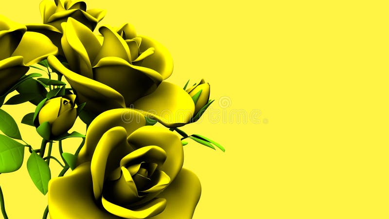 Yellow Roses Bouquet on Yellow Text Space Stock Illustration ...