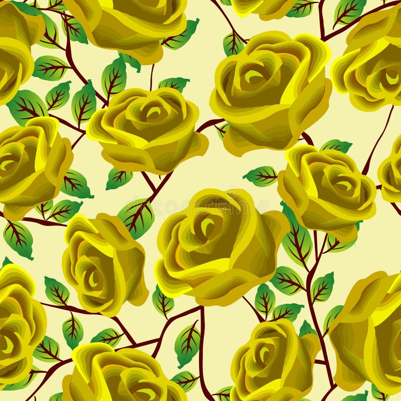 Yellow roses pattern stock vector. Illustration of rose - 18465572