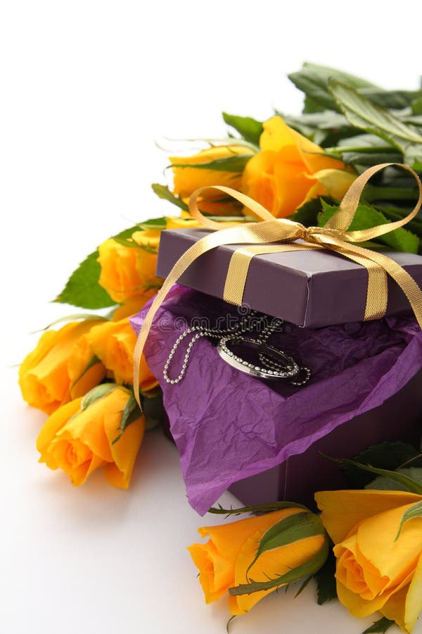 Purple Gift Box with Jewelry Stock Image - Image of open, holidays ...