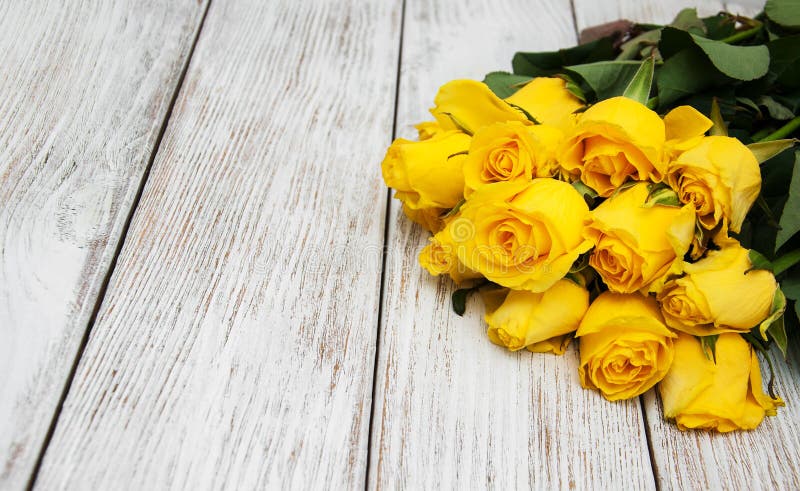 Yellow roses on a table stock photo. Image of roses, floral - 99033028
