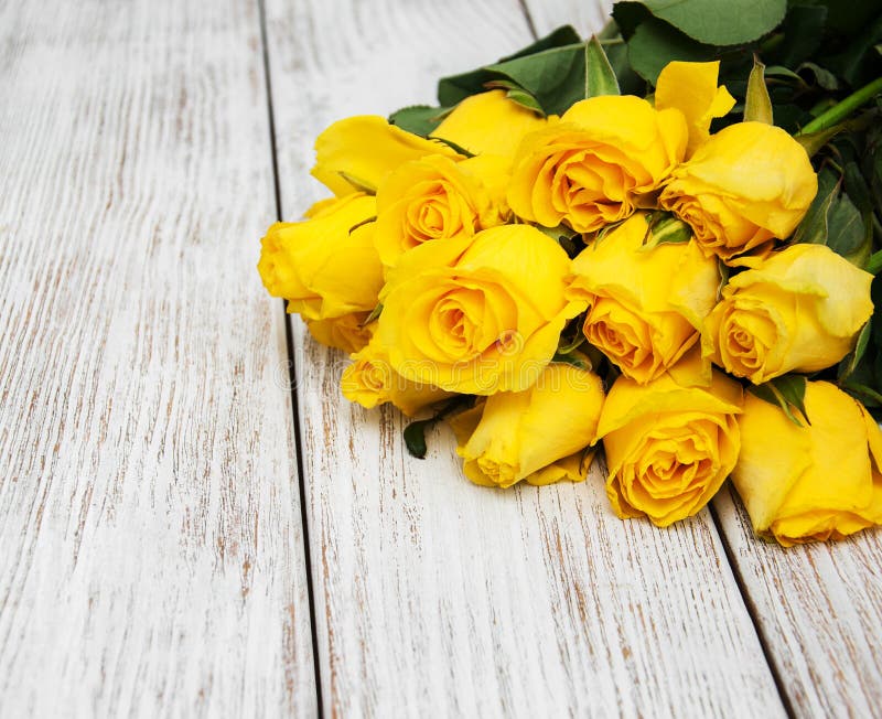 Yellow roses on a table stock photo. Image of natural - 99737810