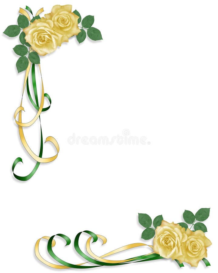 Yellow Rose And Gold Ribbon Border Stock Illustration - Illustration of ...