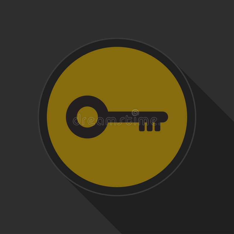 Yellow Round Button with Black Key Icon Stock Vector - Illustration of ...