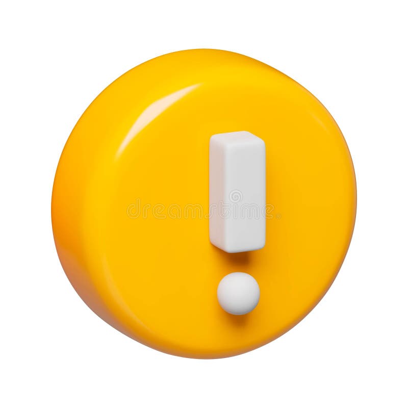 Yellow Round Button with Exclamation Point 3d Icon Stock Vector ...