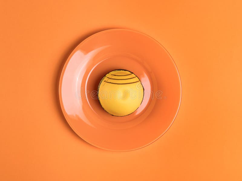 Yellow Round Cake on Orange Table Stock Photo - Image of food, dessert ...