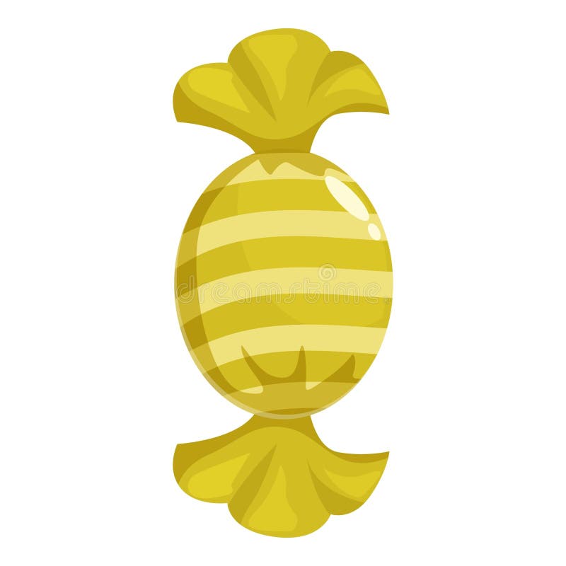 Yellow Round Candy with Stripes Wrapped in Foil Packaging Stock ...
