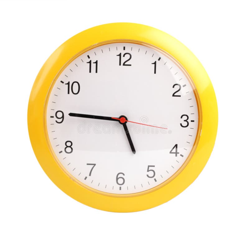 Yellow, Round the Clock on a White Background Stock Image - Image of ...
