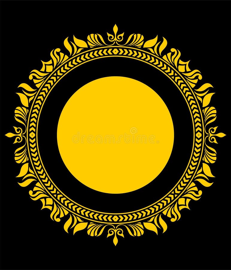 Yellow Round Emblem on Black Stock Vector - Illustration of vector ...