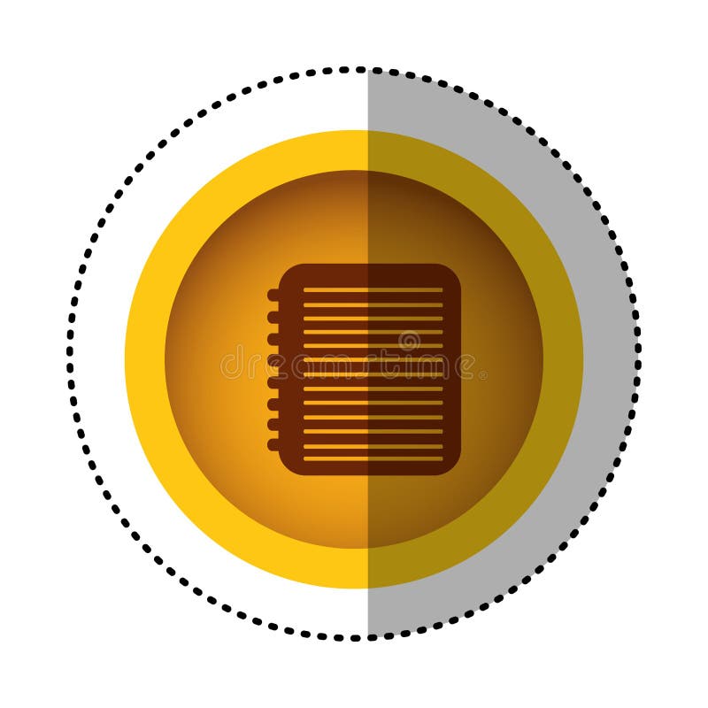 Yellow Round Emblem Notebook Write Icon Stock Illustration ...