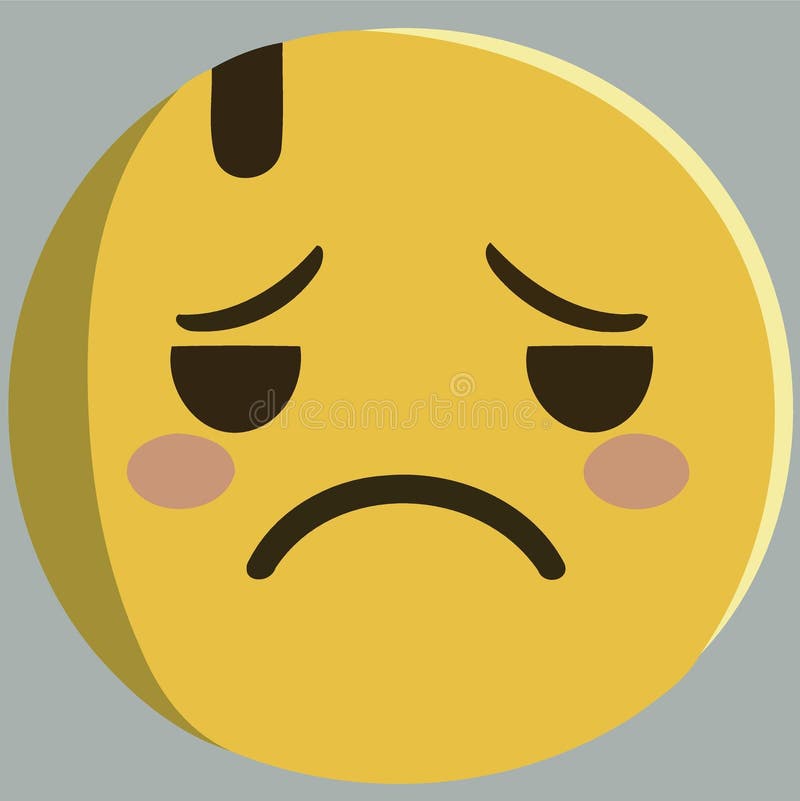 Yellow Round Face Representing Sad Feeling Stock Vector - Illustration ...