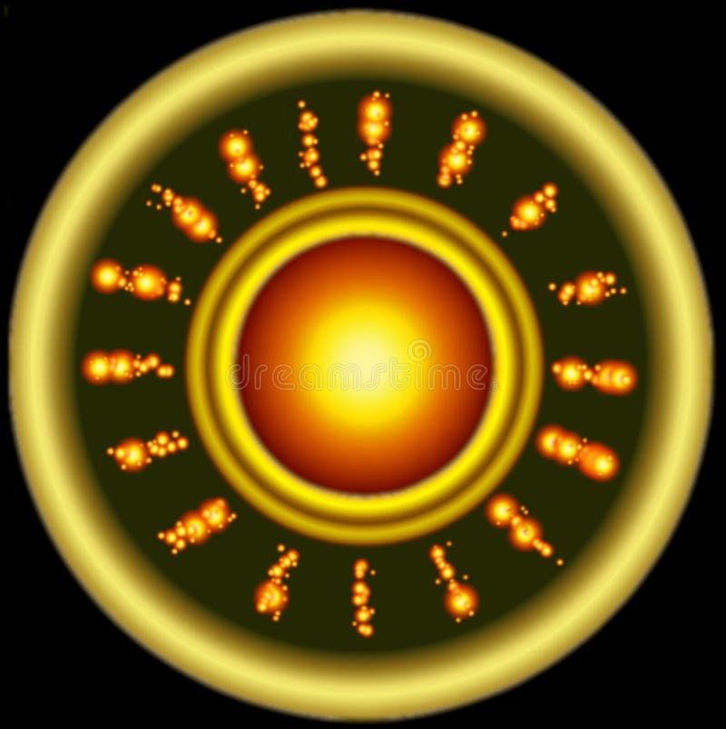 Yellow Round Icon on a Black Background. Stock Illustration ...