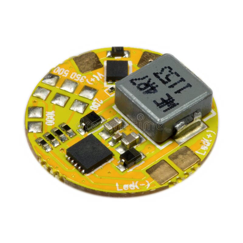 Yellow Round Led Driver PCB Board with Inductance Coil and Surface ...