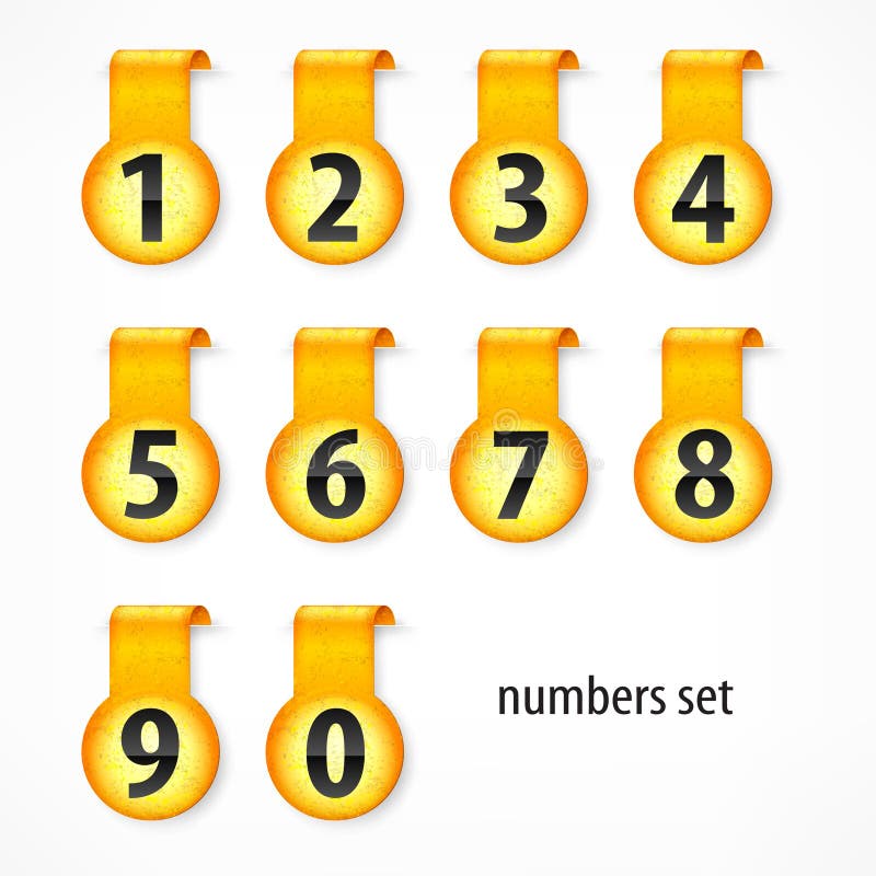 Yellow Round Numbers on Sticker Stock Vector - Illustration of seven ...