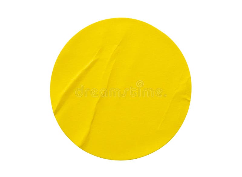 Yellow Round Paper Sticker Label Isolated on White Background Stock ...
