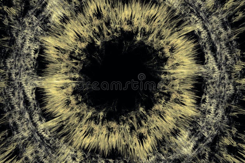 Yellow Round Pattern of Crooked Waves with a Hole on a Black Background ...