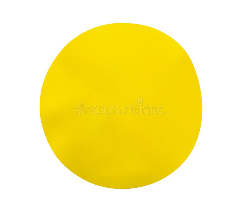 Yellow Round Plastic Sticker Label Isolated on White Background Stock ...