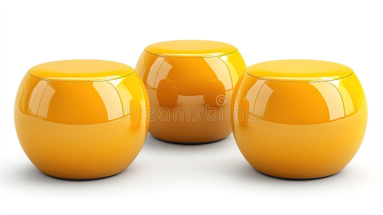 Yellow Round Stools Studio Shot, White Background, Product Display ...