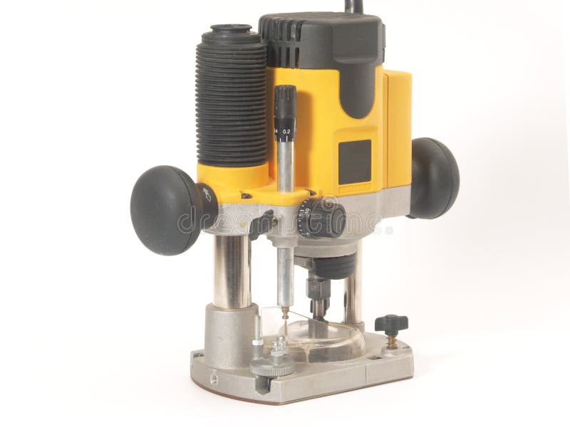 Yellow router stock image. Image of work, white, hand - 3995163