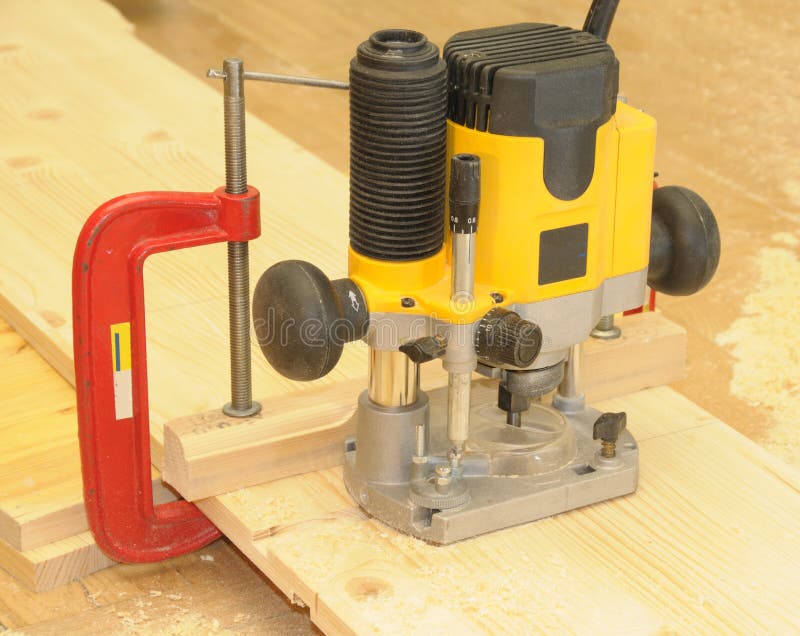Yellow router stock image. Image of wood, worker, hand - 4436255