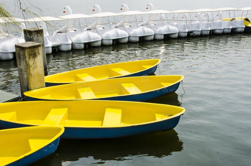 Yellow Rowing boat stock image. Image of weathered, objectsequipment ...