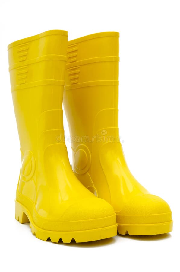 Yellow Rubber Boots Isolated Stock Photo - Image of boots, boot: 4173688