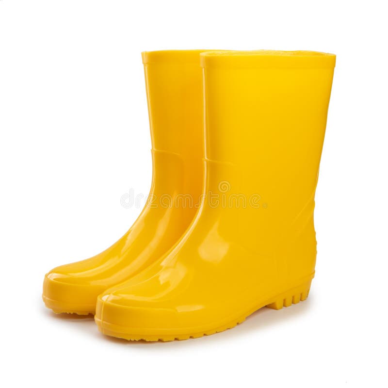 Yellow Rubber Boots Isolated on White Background Stock Photo - Image of ...