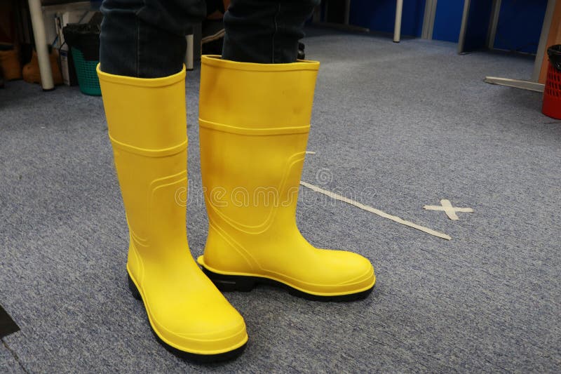 Yellow Rubber Boots for Workers Stock Image - Image of shoe, fashion ...