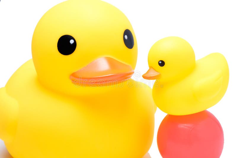 Yellow Rubber Duck With Colorful Ball Stock Image - Image of cute, duck ...