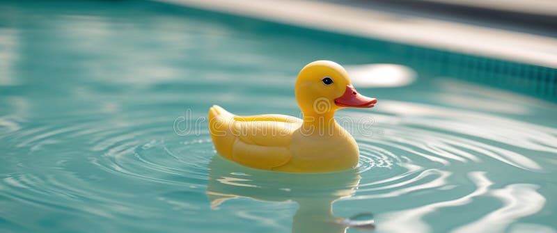 Yellow Rubber Duck Floating in Teal Pool Water Stock Image - Image of ...