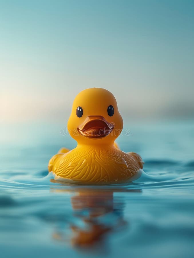 Yellow Rubber Duck Floating on Water Surface Stock Photo - Image of ...