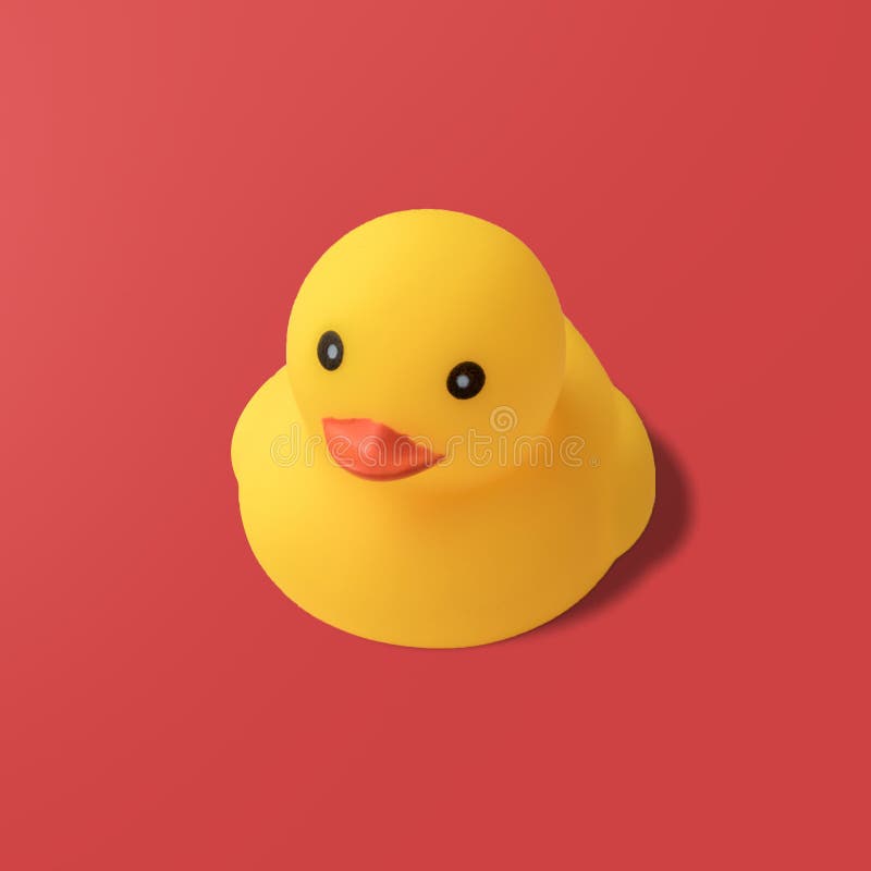Yellow Rubber Duck on Red Background Modern Style. Creative Photography ...