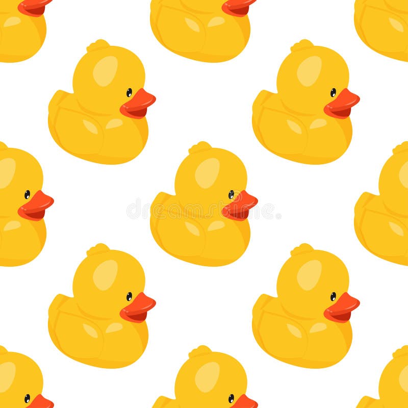 Yellow Rubber Duck Seamless Pattern. Fun Kids Background. Stock Vector ...