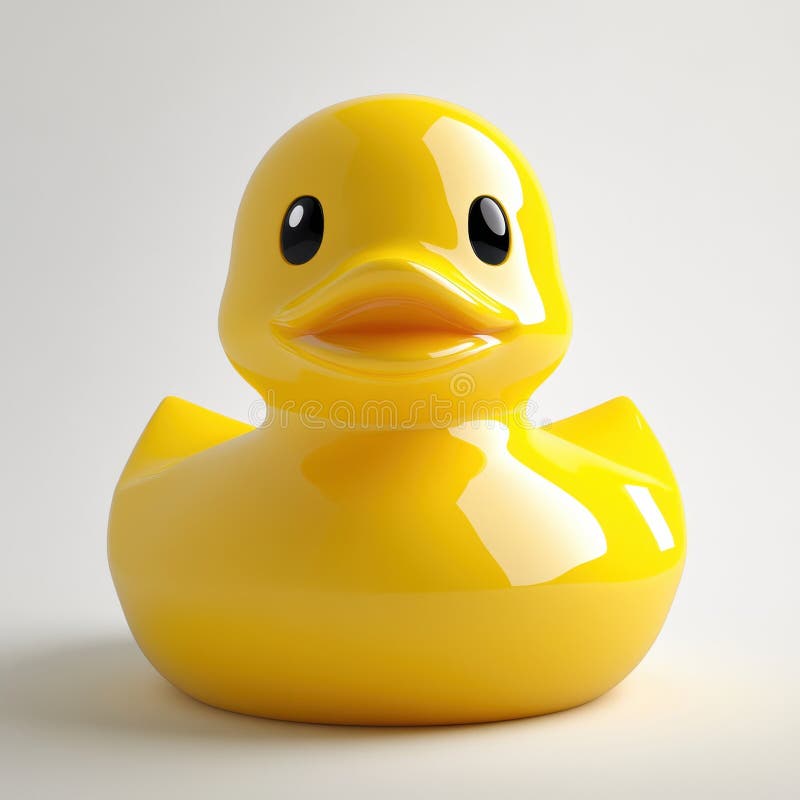 A Yellow Rubber Duck Sitting on a White Surface with Black Eyes, AI ...