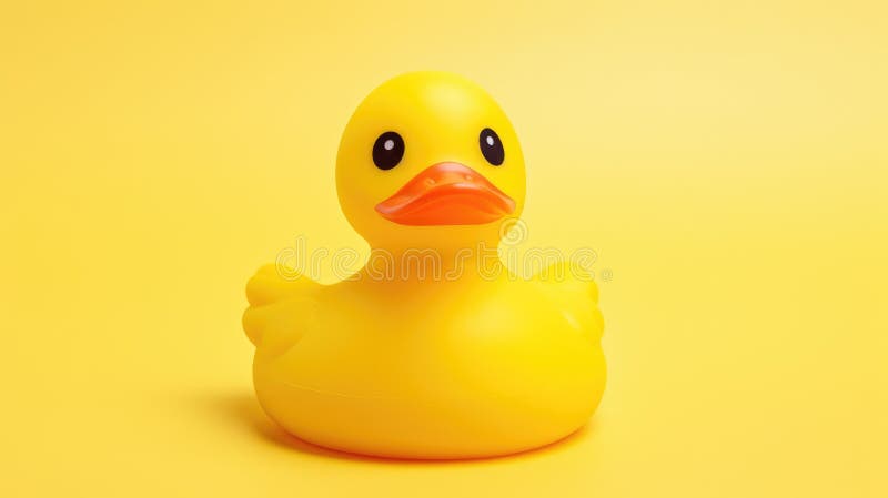 Yellow Rubber Duck Toy Isolated on Yellow. Minimal Creative Concept ...